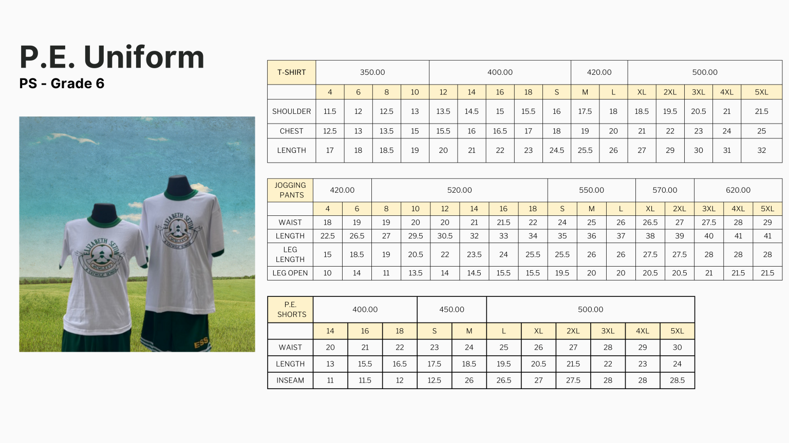 Student Uniforms – Elizabeth Seton School