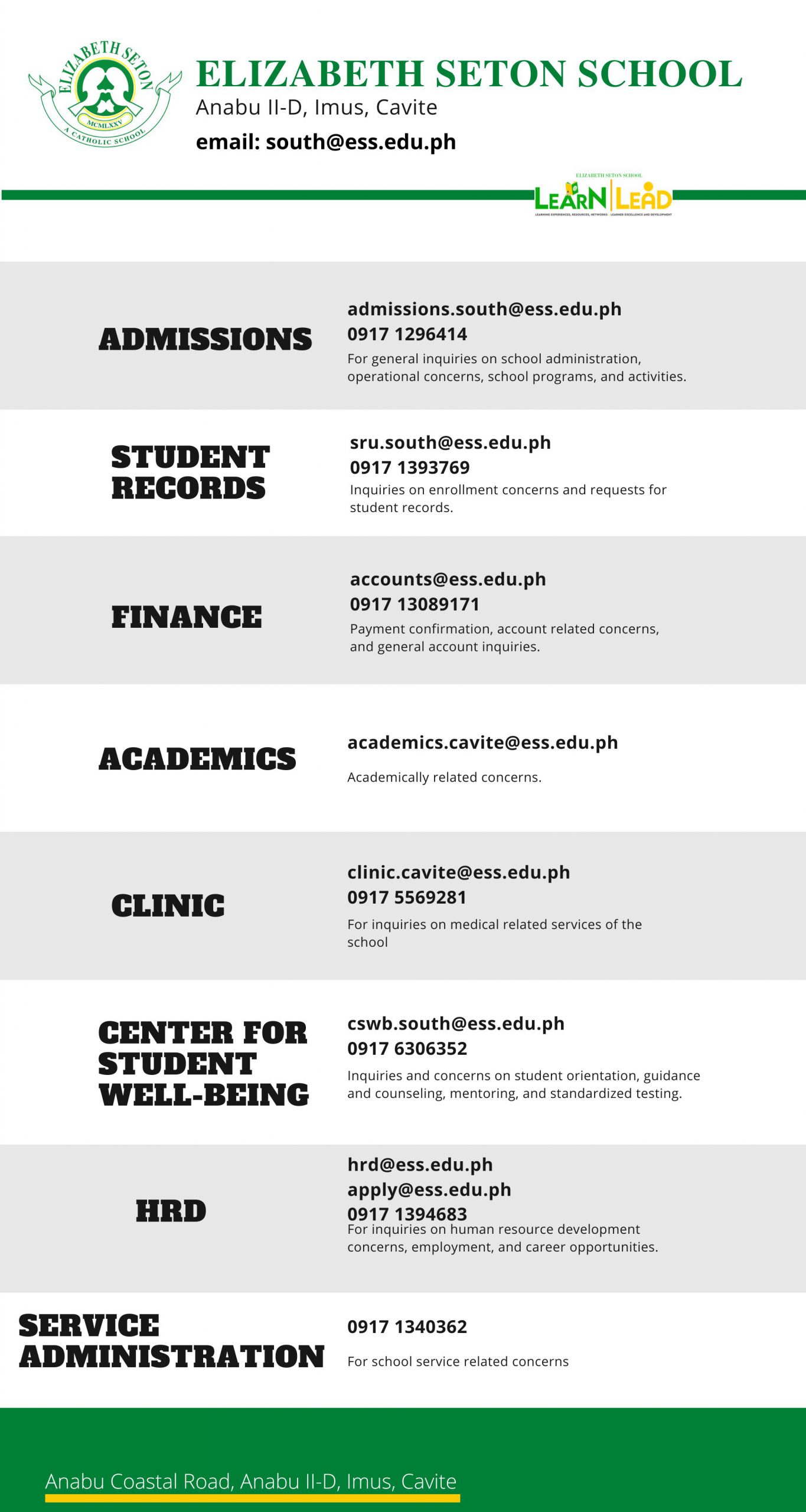 Contact Page – Elizabeth Seton School