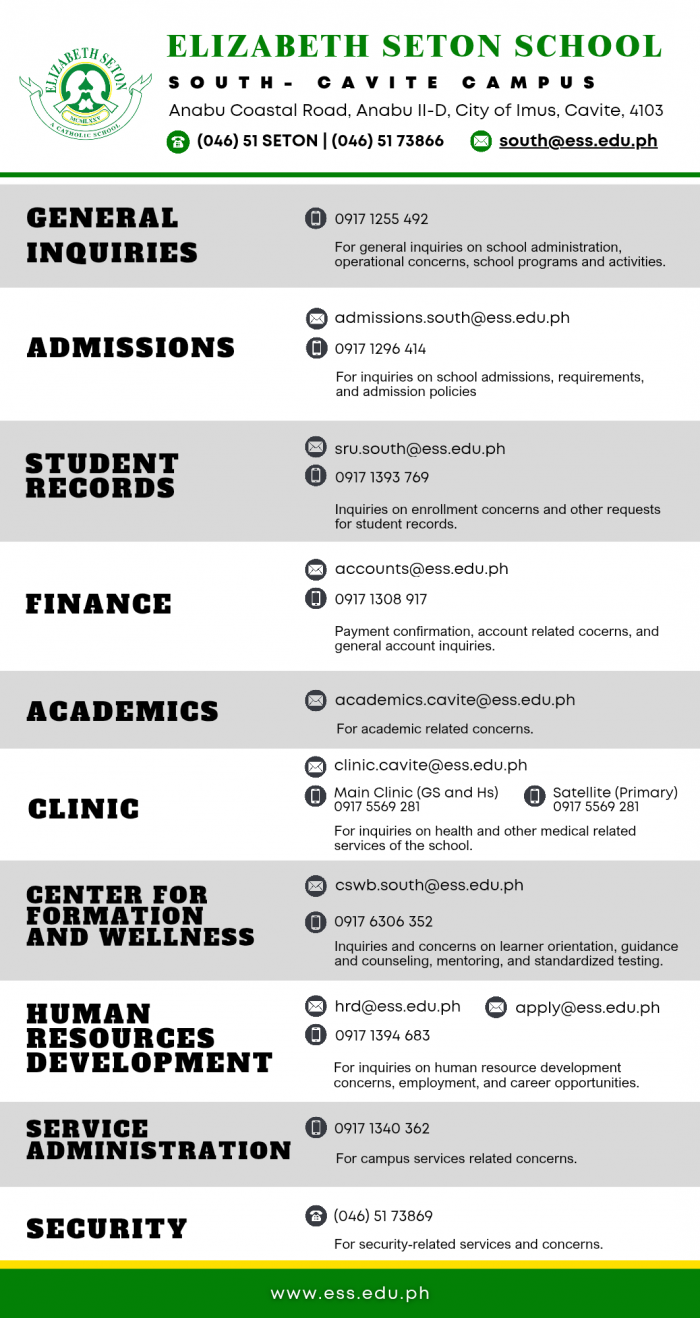 Contact Page – Elizabeth Seton School