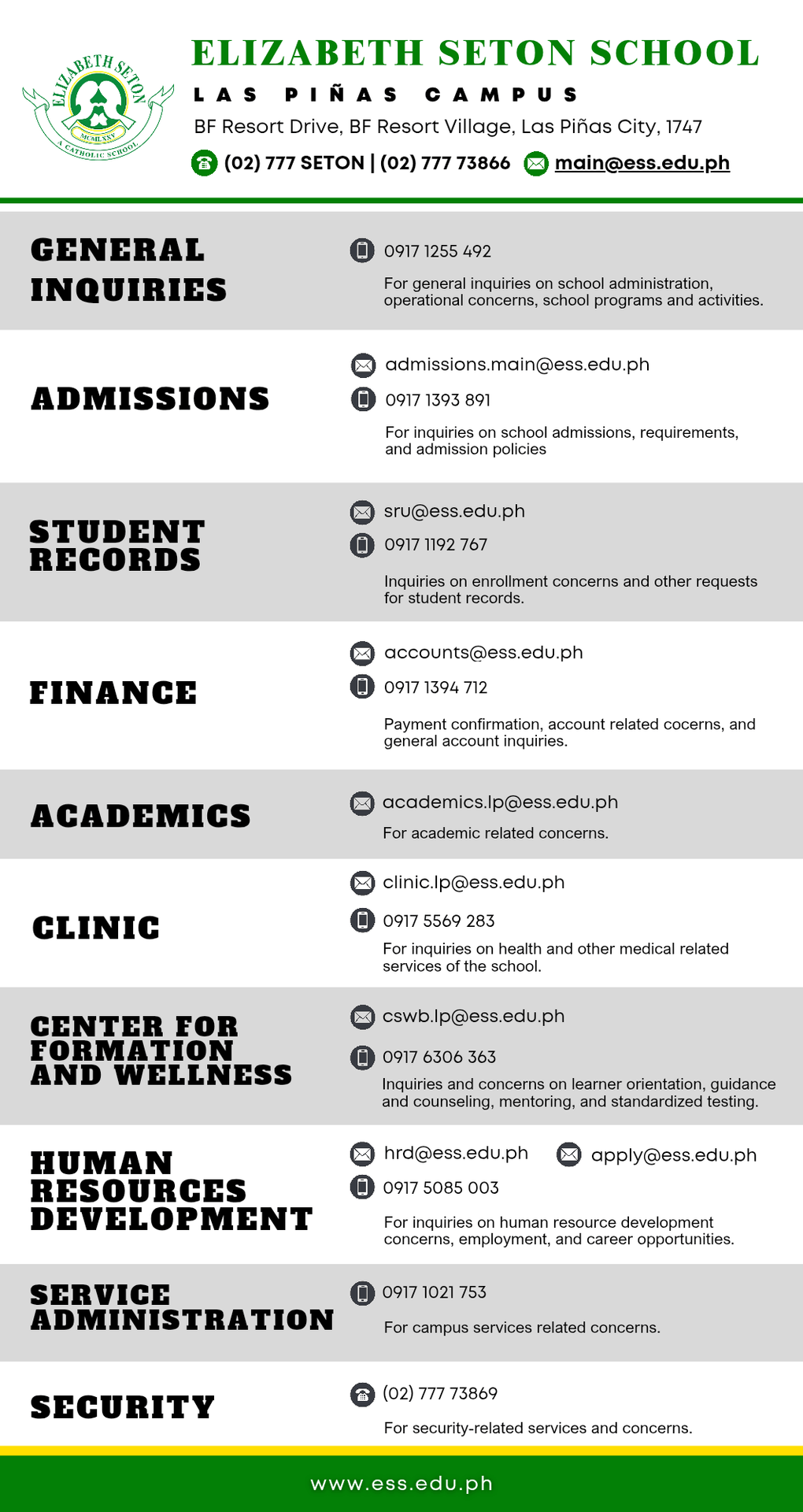Contact Page – Elizabeth Seton School